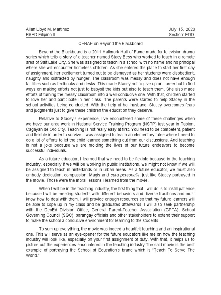 Cerae Beyond The Blackboard (Martinez) | PDF | Classroom | Pedagogy