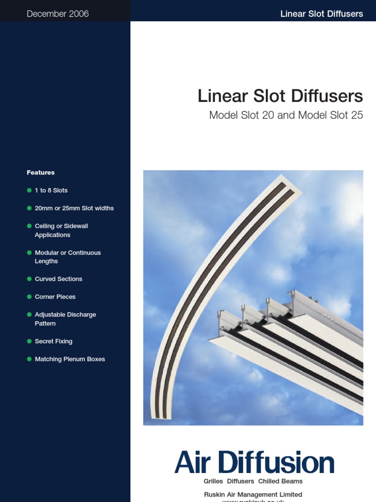 Linear Slot Diffusers: Model Slot 20 and Model Slot 25 | PDF | Pressure ...