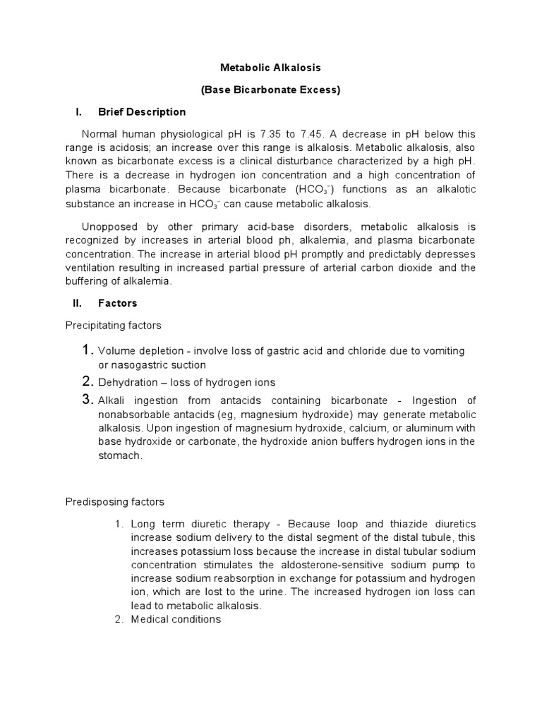 Metabolic Alkalosis: Bicarbonate Excess | PDF | Bicarbonate | Physiology