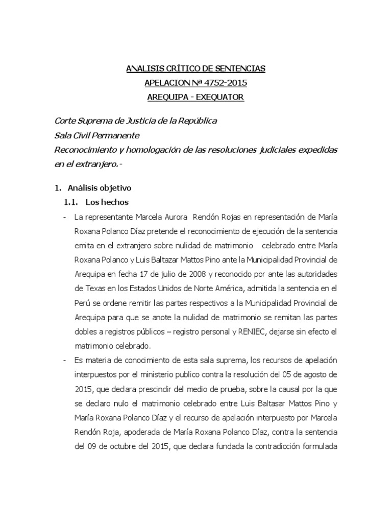 Ejemplo Analisis de Sentencia EXEQUATUR | PDF | Ley procesal ... Ejemplo Analisis de Sentencia EXEQUATUR | PDF | Ley procesal ...