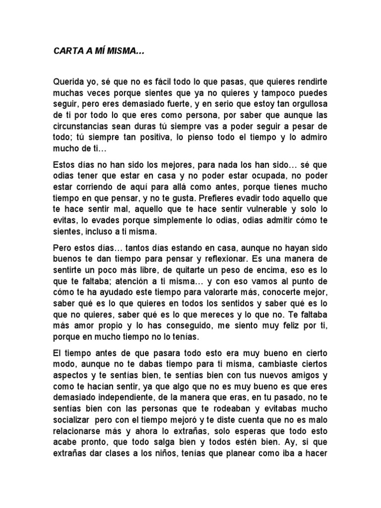 Carta de amor propio a mí misma | PDF