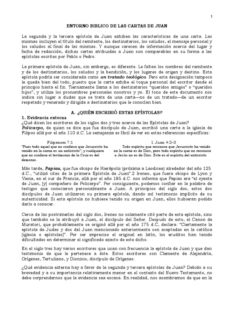 Contexto de Cartas Juaninas | PDF | Juan el apóstol | Primera epístola ...