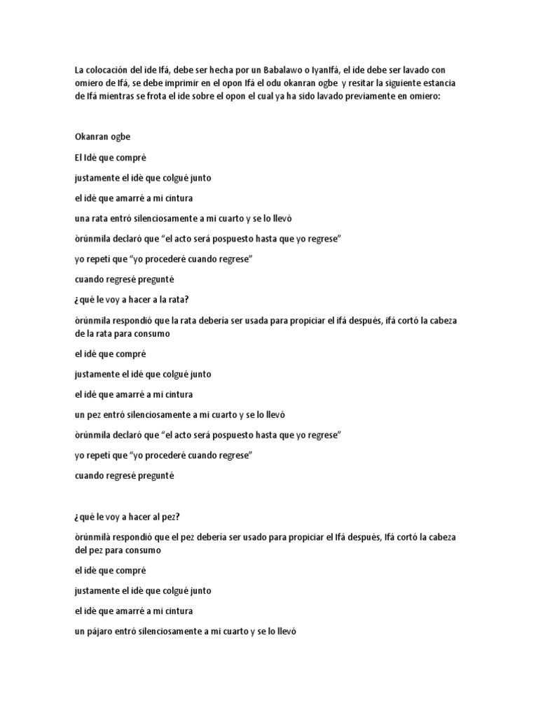 La Colocación Del Ide Ifá (Otutupon) | PDF | Religión y creencia