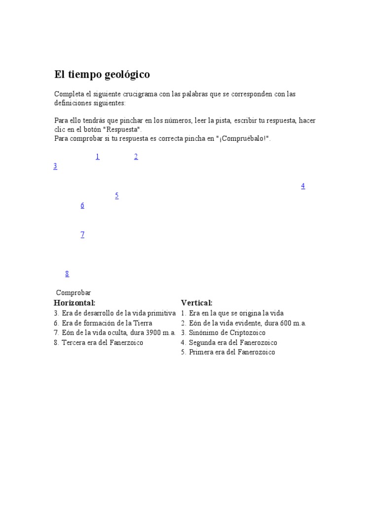 El tiempo geológico crucigrama | PDF