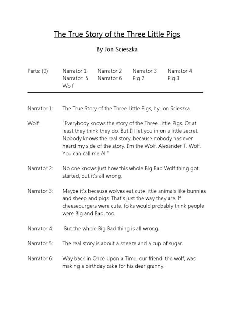 The True Story of The Three Little Pigs: by Jon Scieszka | PDF