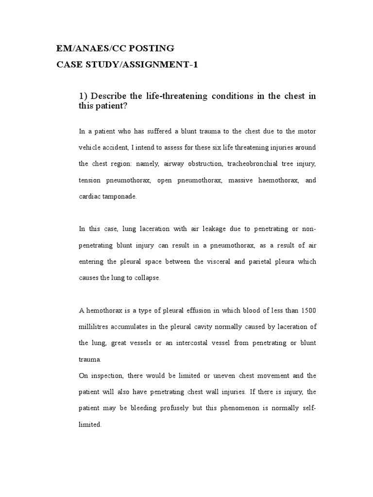 Assignment 1 ATLS | PDF | Thorax | Heart