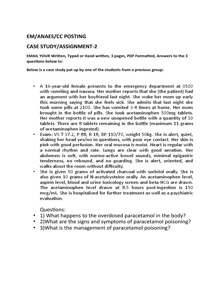 Case Study, Assignment - 2 Acute Poisoning | PDF Case Study, Assignment - 2 Acute Poisoning | PDF
