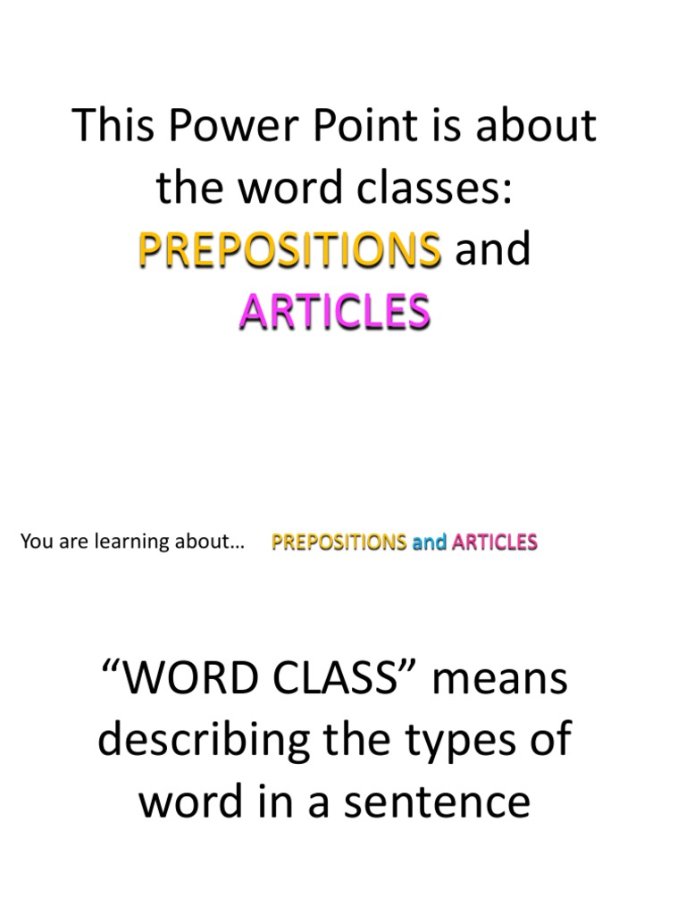 Prepositions & Articles PDF | PDF | Preposition And Postposition | Noun