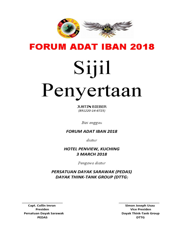 Sijil FORUM ADAT IBAN 2018 | PDF