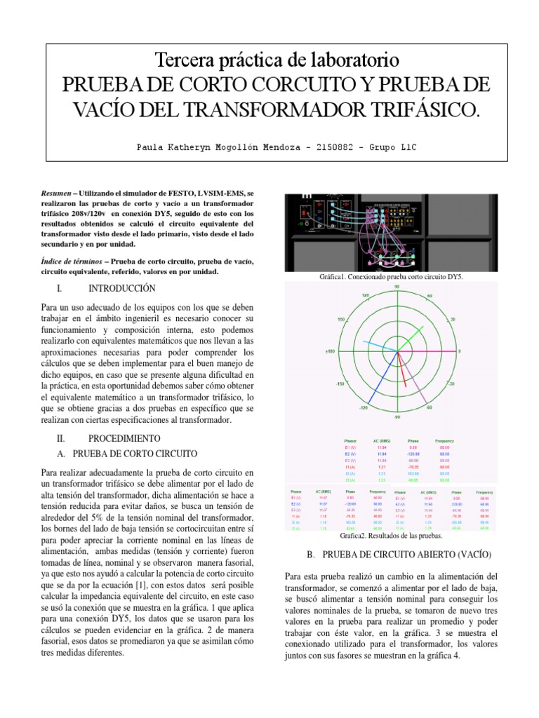Pruebas en TRF Trifásico | PDF | Transformador | Impedancia eléctrica