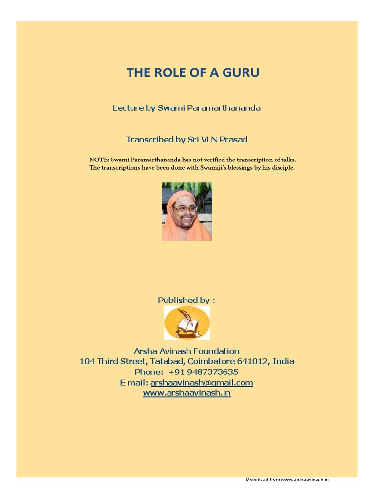 The Role of A Guru PDF | PDF | Ātman (Hinduism) | Guru