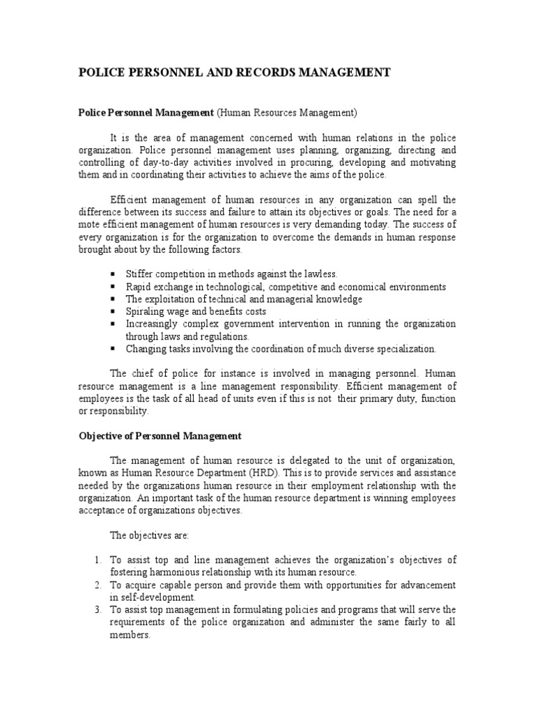 Police Personnel and Records Management | PDF | Records Management ...