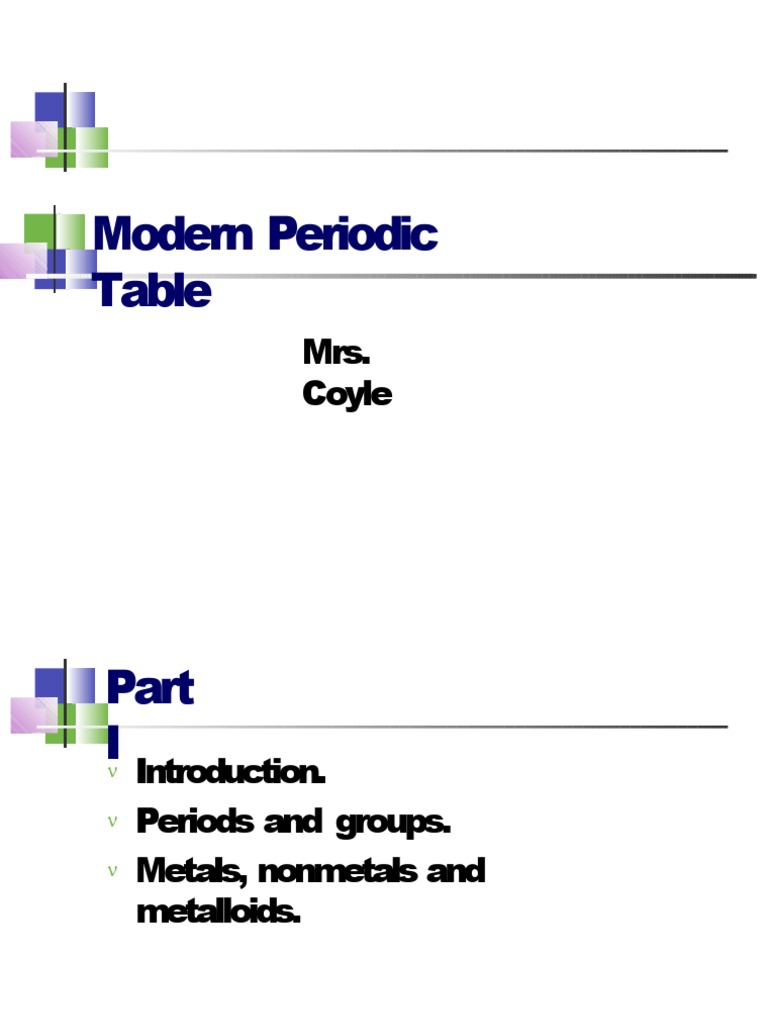 Modern Periodic Table | PDF | Chemical Substances | Atoms