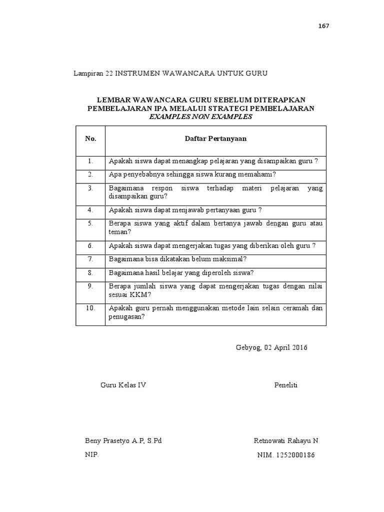 Lampiran 22 INSTRUMEN WAWANCARA UNTUK GURU | PDF