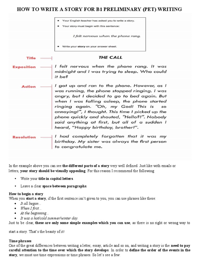 How To Write A Story For B1 Preliminary | PDF | Grammatical Tense ...