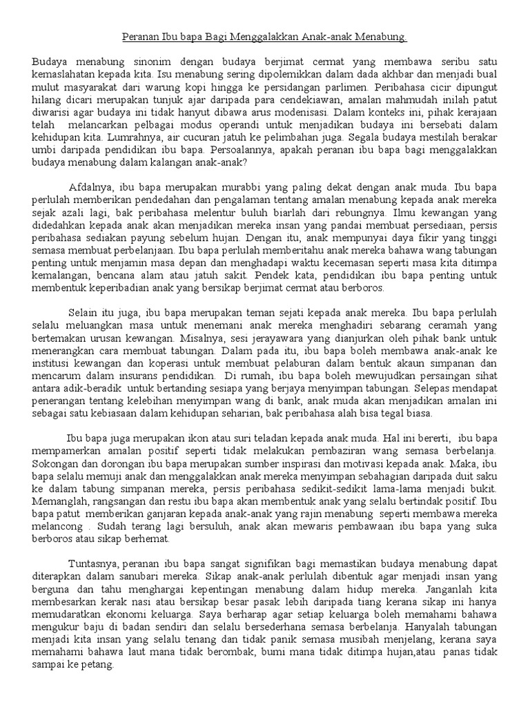 Peranan Ibu Bapa Bagi Menggalakkan Anak | PDF Peranan Ibu Bapa Bagi Menggalakkan Anak | PDF