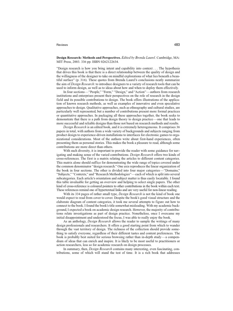 Design Research - Methods and Perspectives - Book Review | PDF | Books ...