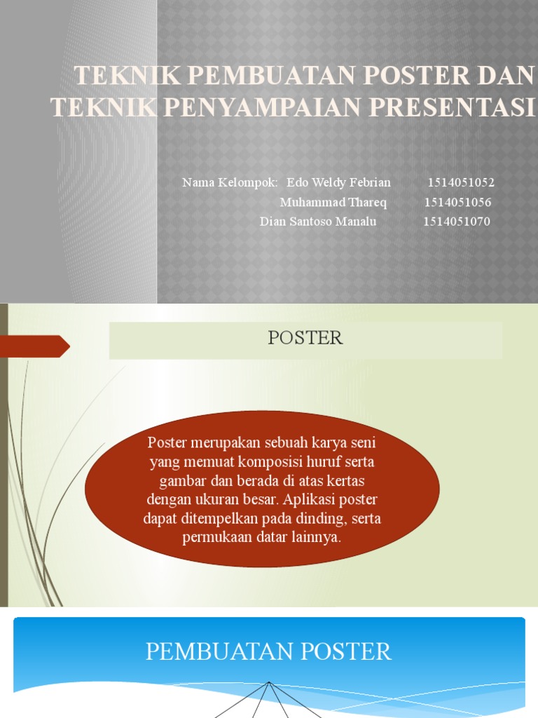 TEKNIK PEMBUATAN POSTER DAN TEKNIK PENYAMPAIAN PRESENTASI Dian Santoso ...