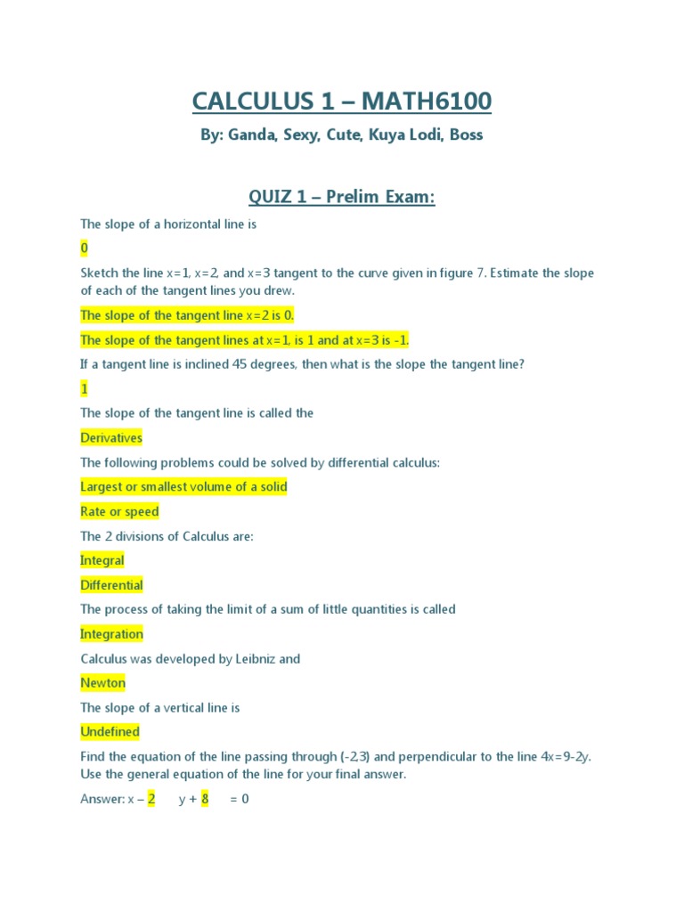 Calculus 1 1 | PDF | Maxima And Minima | Tangent
