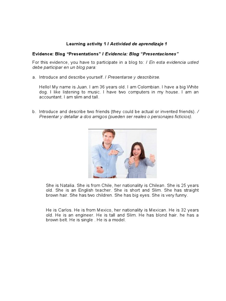 Blog Activity: Personal Introductions | PDF