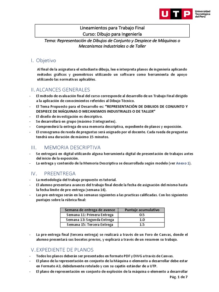 Lineamientos Trabajo Final Dibujo para Ingenieria | PDF | Software ...