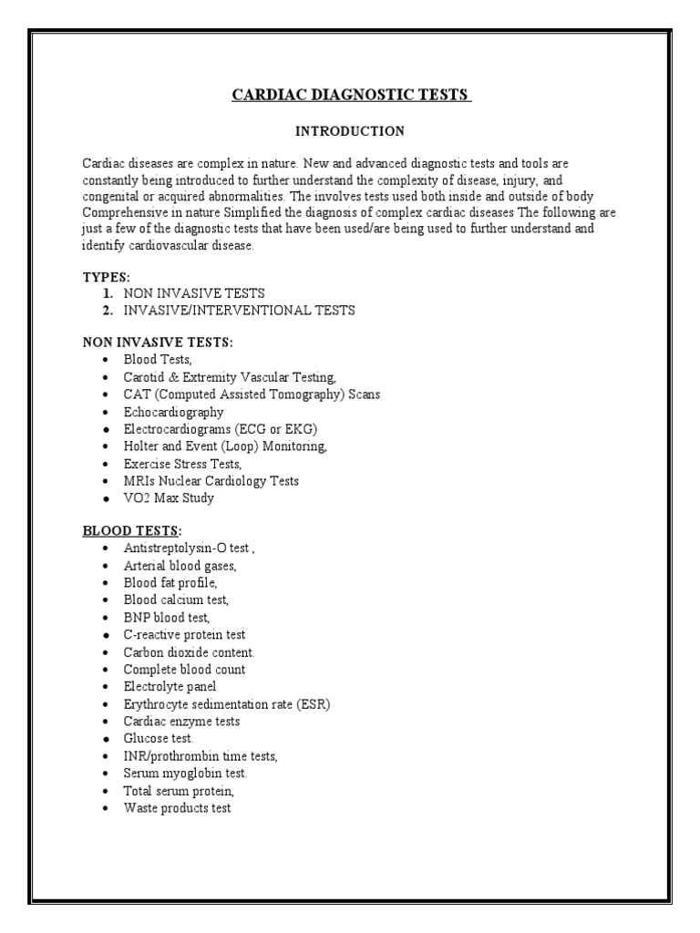 Cardiac Diagnostic Tests | PDF | Heart | Positron Emission Tomography