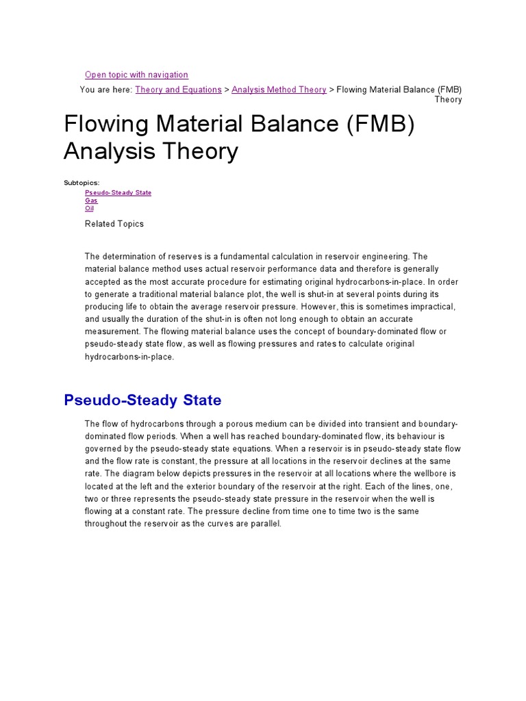 Flowing Material Balance (FMB) Analysis Theory | PDF | Petroleum ...