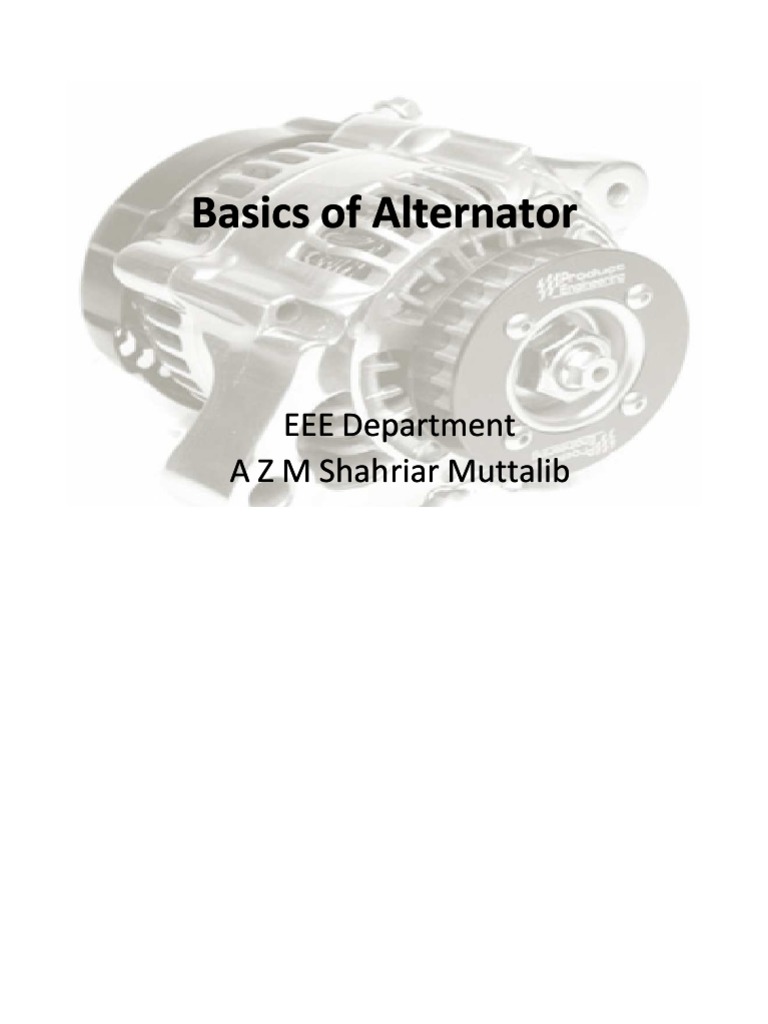 Basics Of Alternator Pdf Pdf Electric Generator Machines