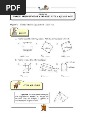 Surface Area And Volume Of A Pyramid Worksheet Surface Area And Volume