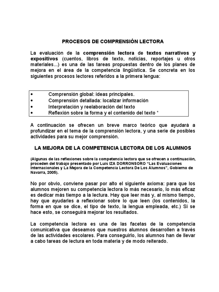 Procesos de Comprension Lectora | PDF | Comprensión lectora | Palabra