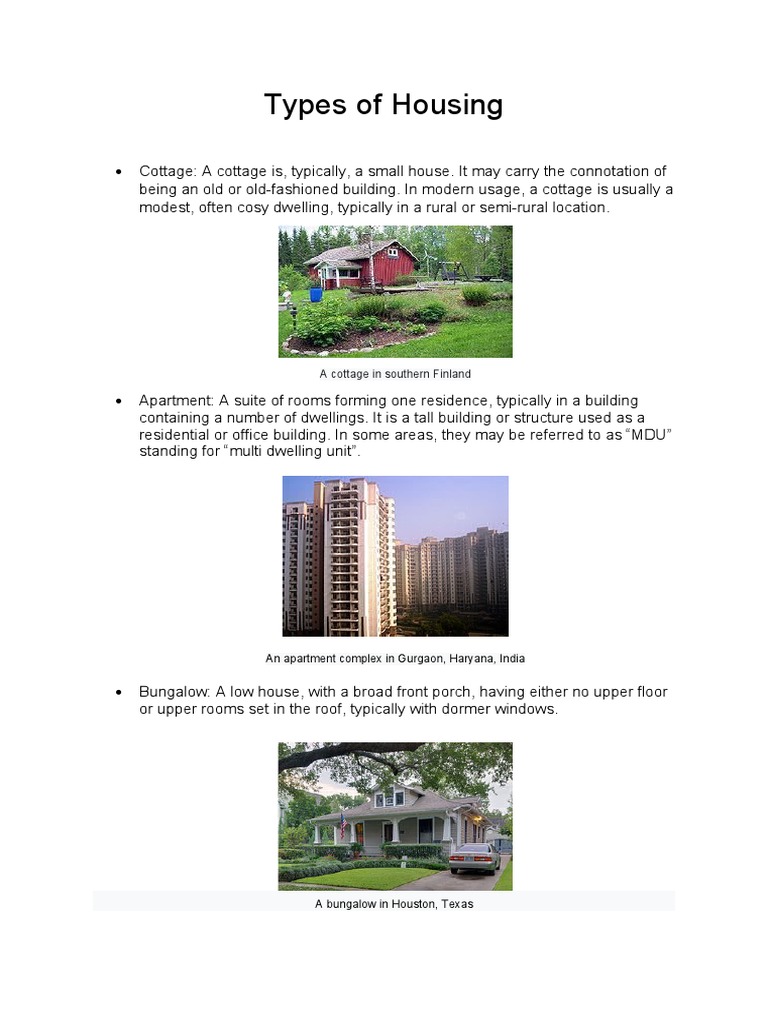 Types of Housing | PDF | Single Family Detached Home | Building