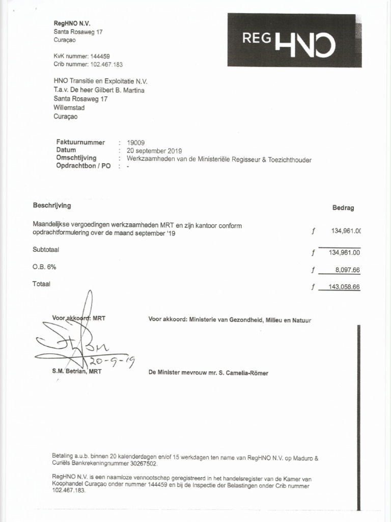 HNO Facturen MRT Stanley Betrian | PDF