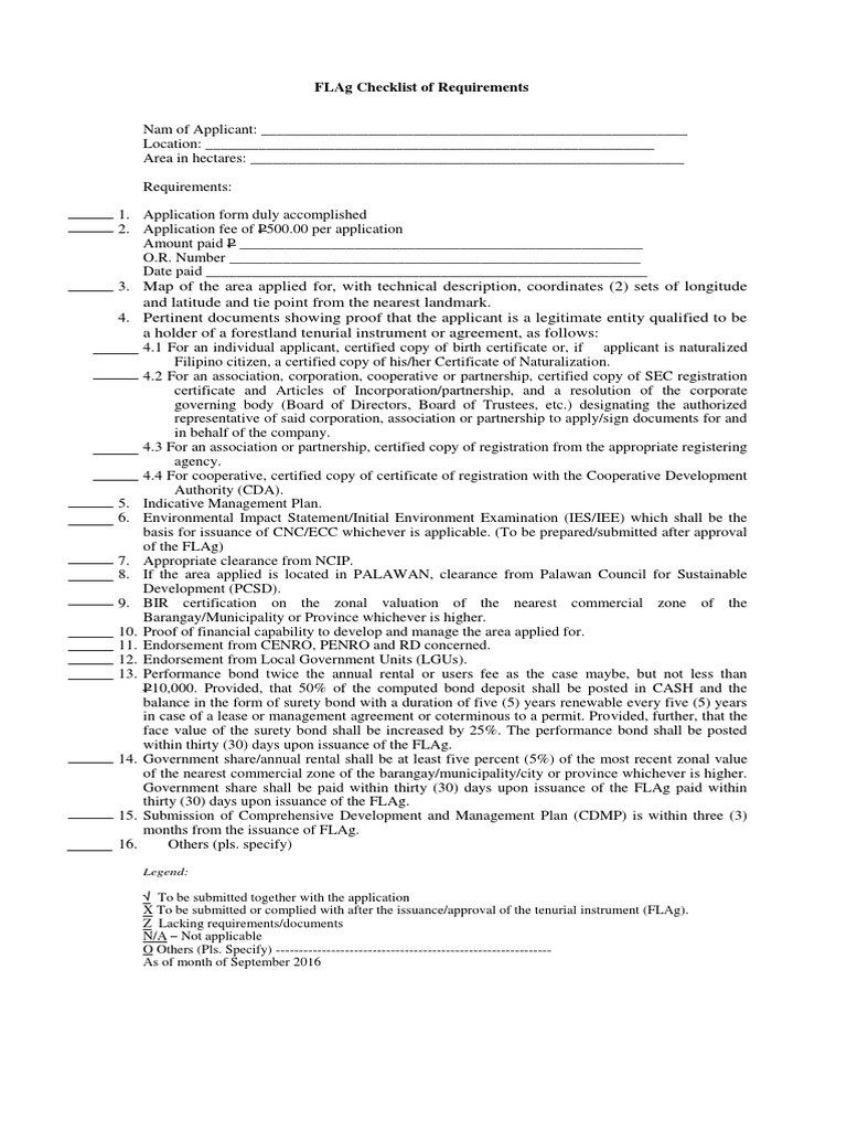 FLAg Checklist of Requirement2 | PDF | Bonds (Finance) | Business Law