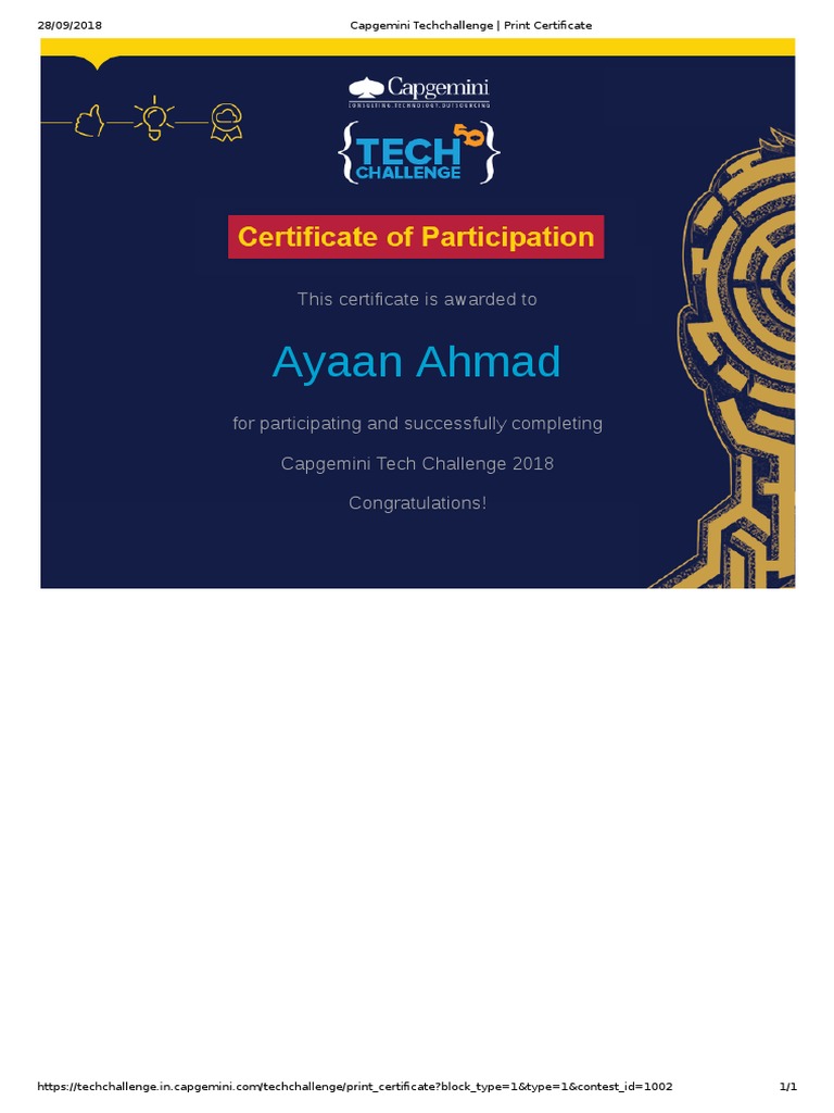 Capgemini Techchallenge - Print Certificate | PDF