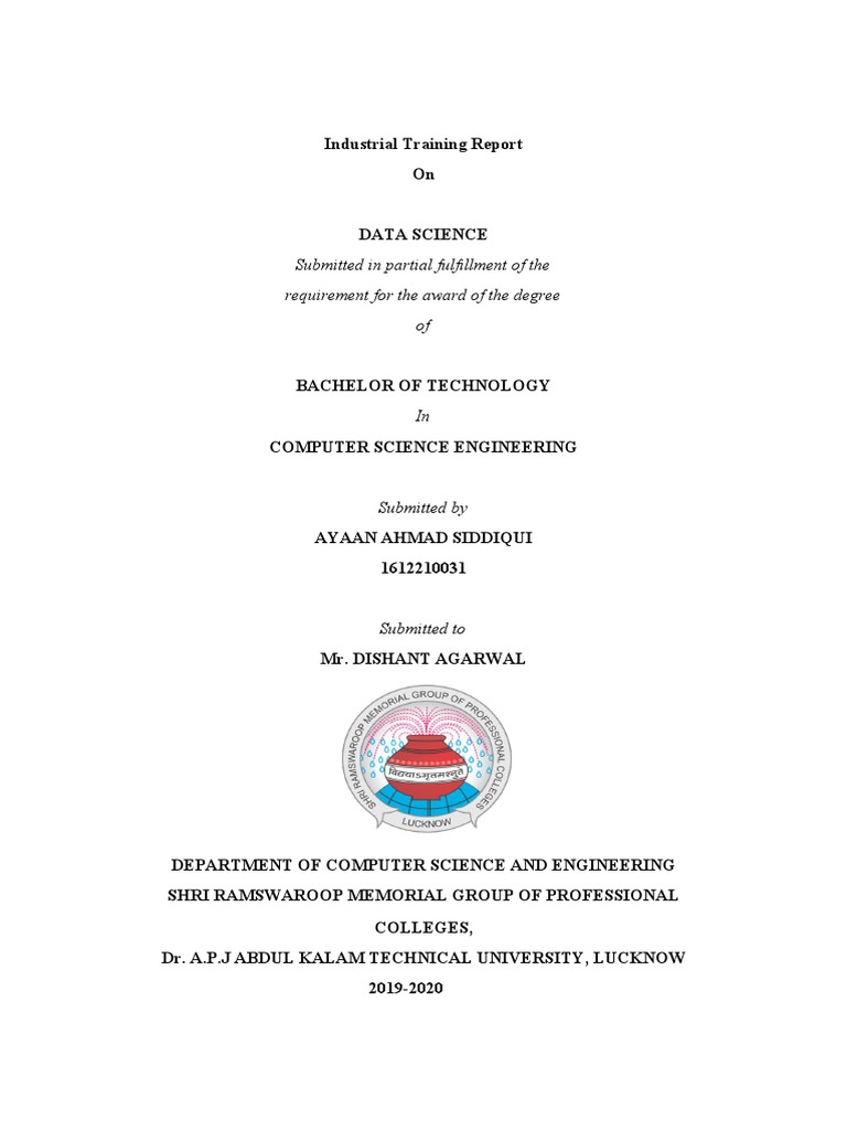 Submitted in Partial Fulfillment of The Requirement For The Award of ...