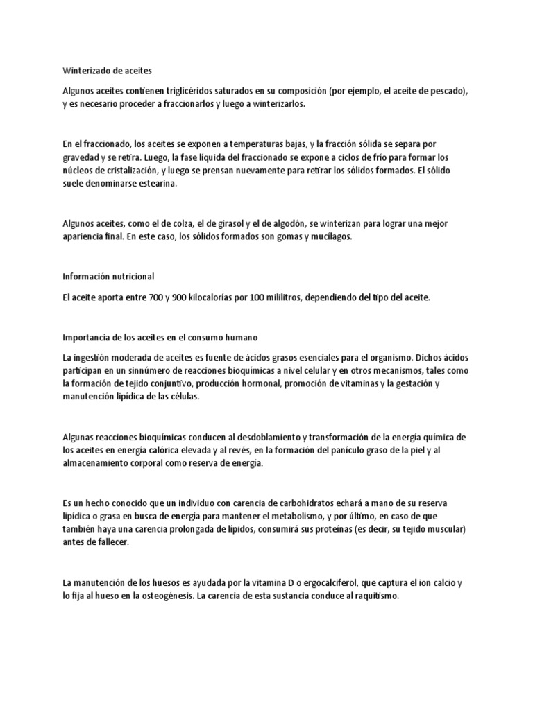 Winterizado de Aceites | PDF | Petróleo | Productos naturales