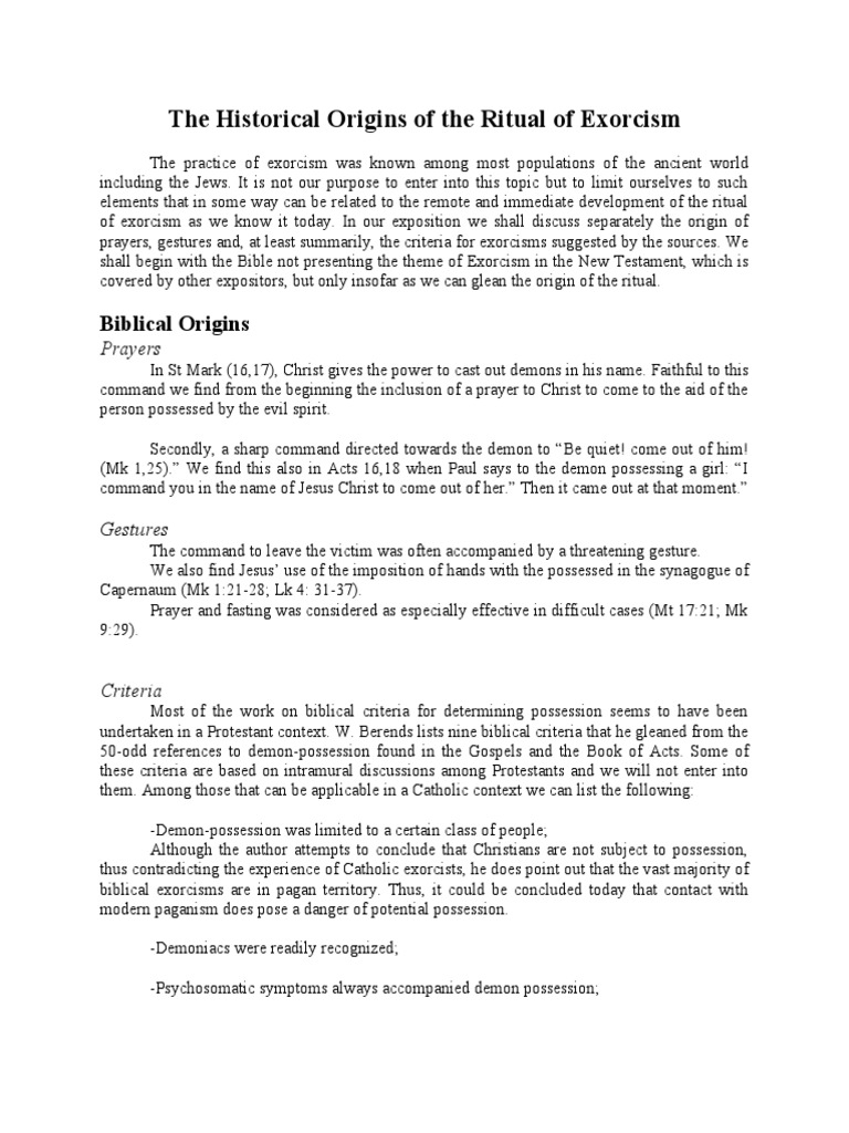 Origins of the Exorcism Ritual | PDF | Exorcism | Demonic Possession