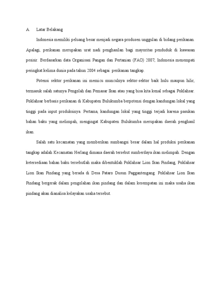 Analisis Usaha Ikan Pindang Bulukumba | PDF