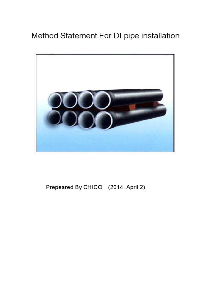 DI Pipe Installation Method Statement | PDF