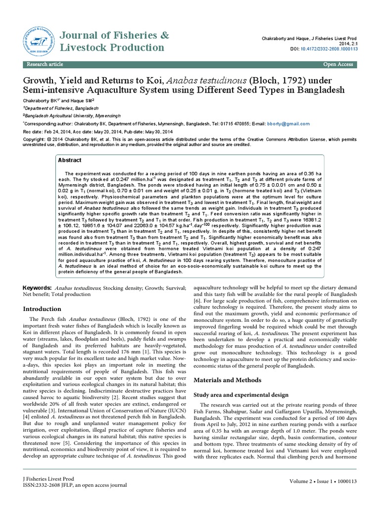 Journal of Fisheries & Livestock Production | PDF | Plankton | Aquaculture