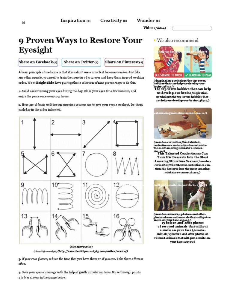 9 Proven Ways To Restore Your Eyesight | PDF | Eye | Nature