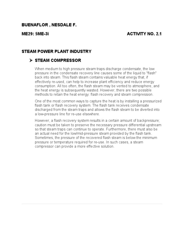 Buenaflor, Nesdale F. Me29: 5Me-3I Activity No. 2.1 | PDF | Steam ...