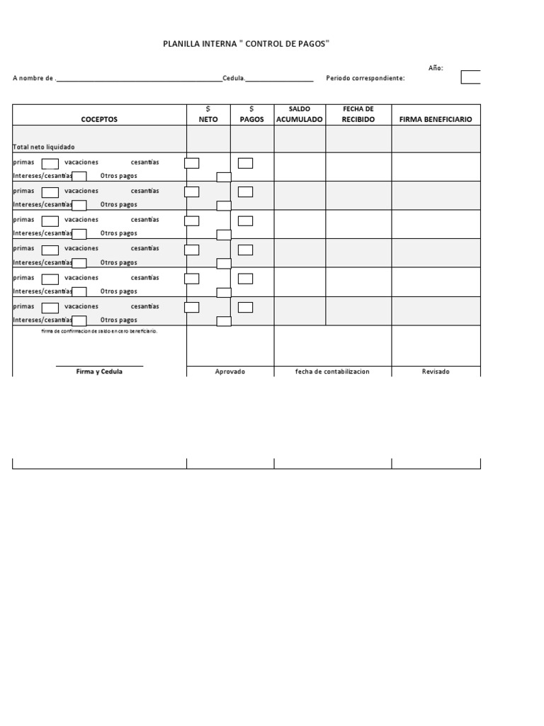 Formato Control de Pagos | PDF | Servicios financieros | Contabilidad