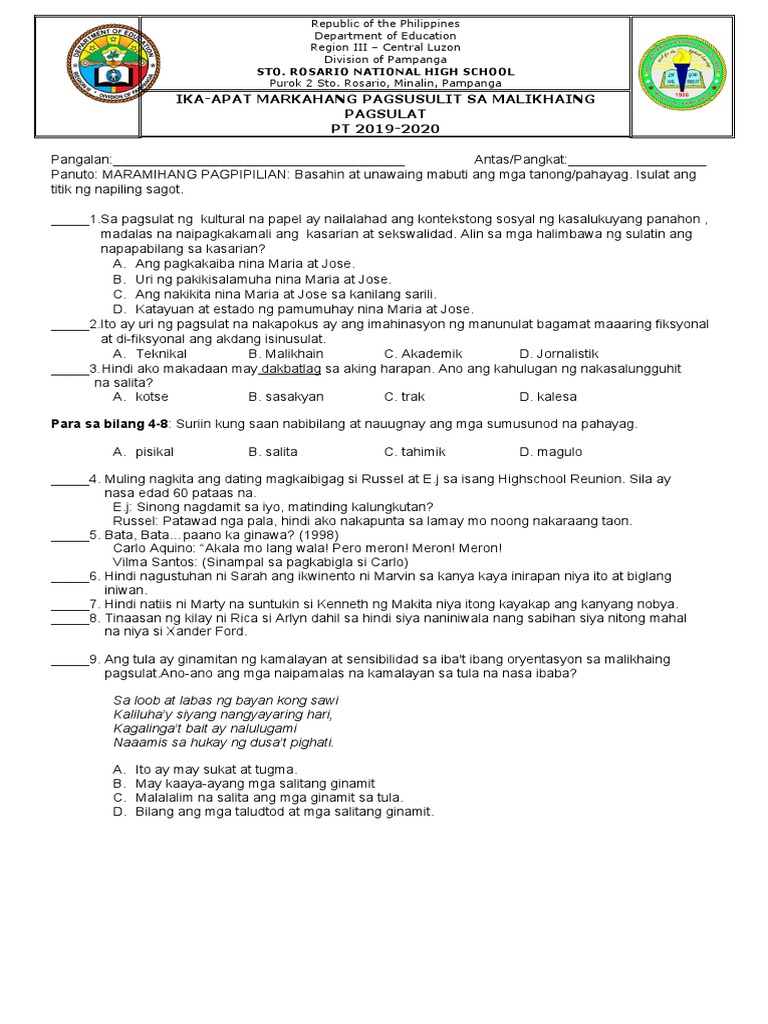 Final Exam Malikhain | PDF