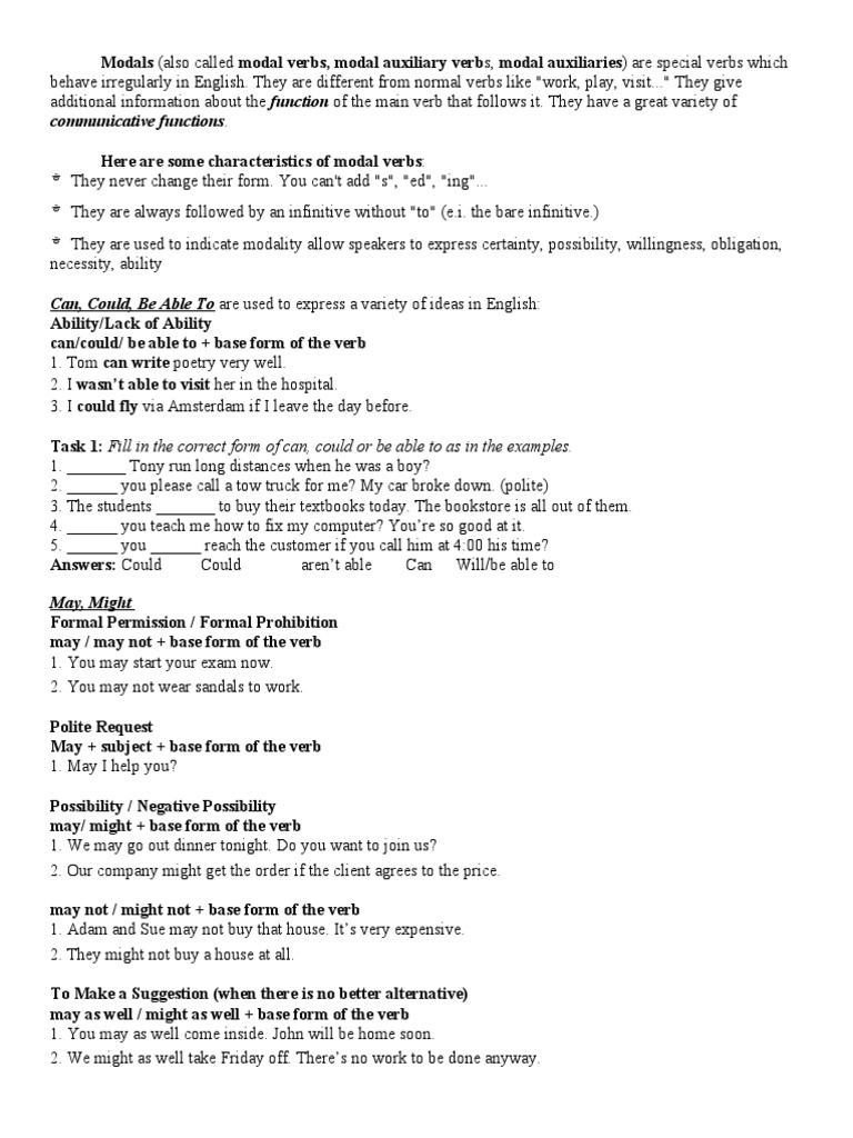 Understanding Modal Verbs in English | PDF | Morphology | Grammar