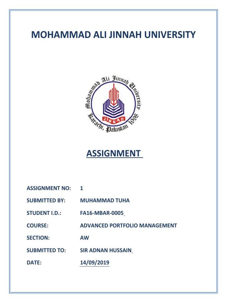 Advanced Portfolio Management Assignment Title Page | PDF