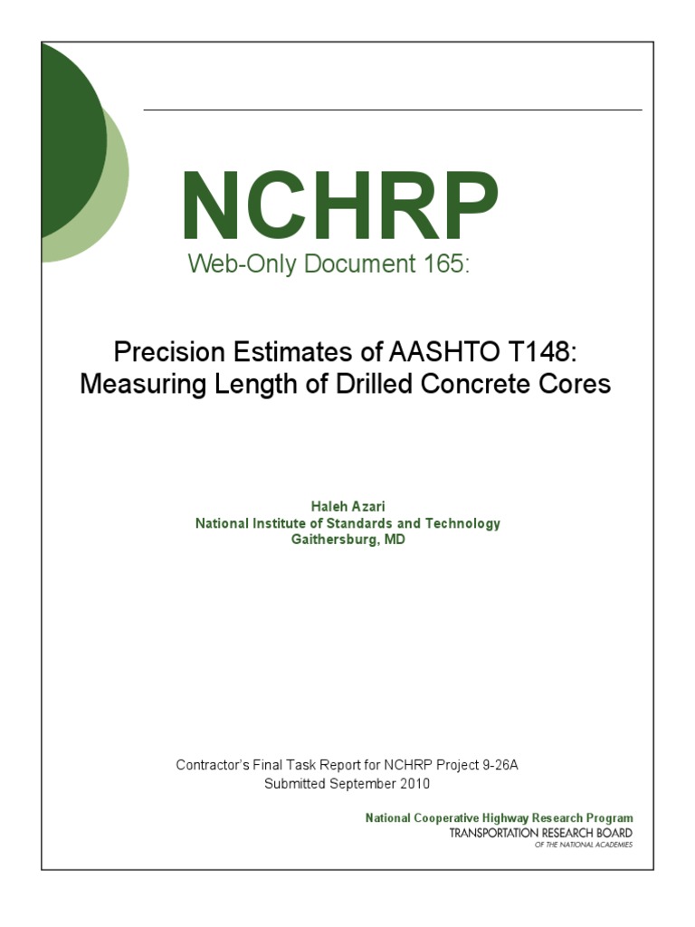 Precision Estimates of AASHTO T148 - Measuring Length of Drilled ...