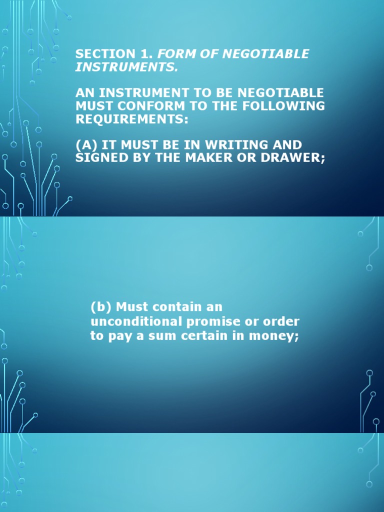 Negotiable Instruments | PDF