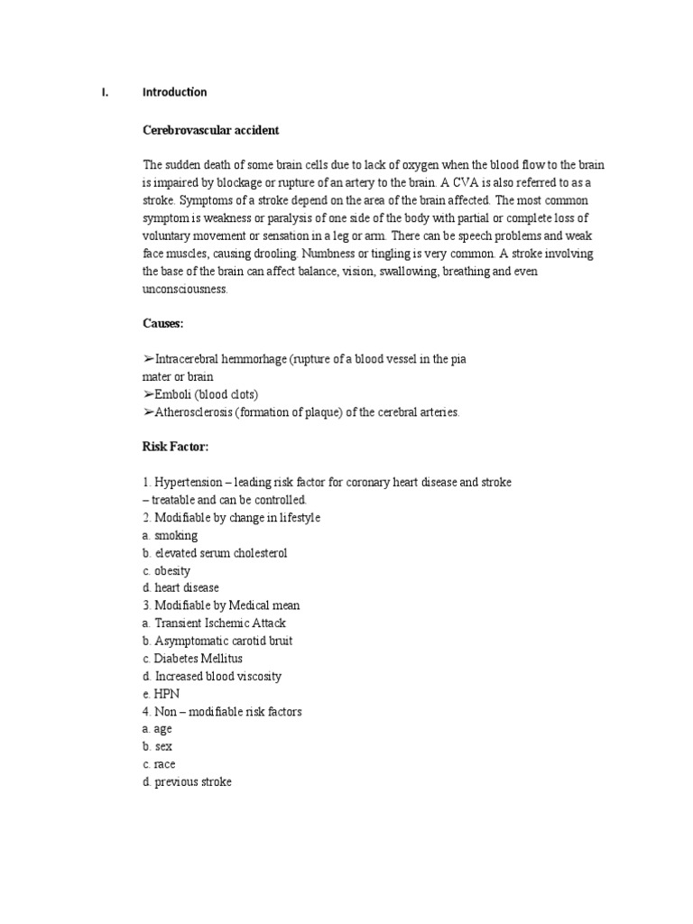 CVA Case Study | PDF | Stroke | Brainstem