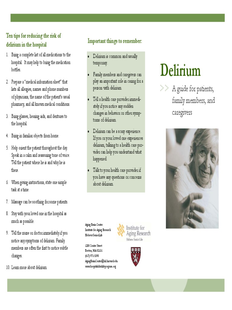 Delirium: A Guide For Patients, Family Members, and Caregivers | PDF ...